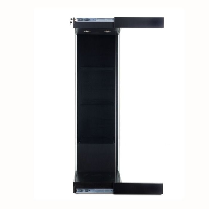 Modern Glass Display Tower Case with Sliding Door & LED Lights Subastral