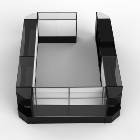U Shaped Cash Wrap Counter with Lights and locks Subastral