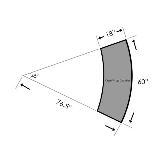 Modern 60" Curved Retail Counter with Display Shelves & Storage Subastral