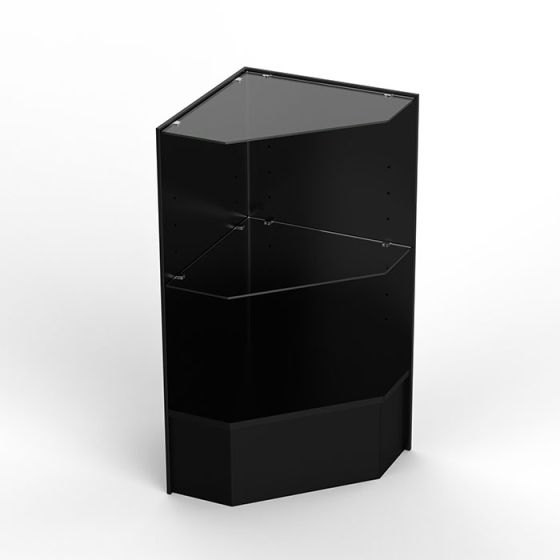 Small Corner Display Case | Retail Display with Glass Shelves ...