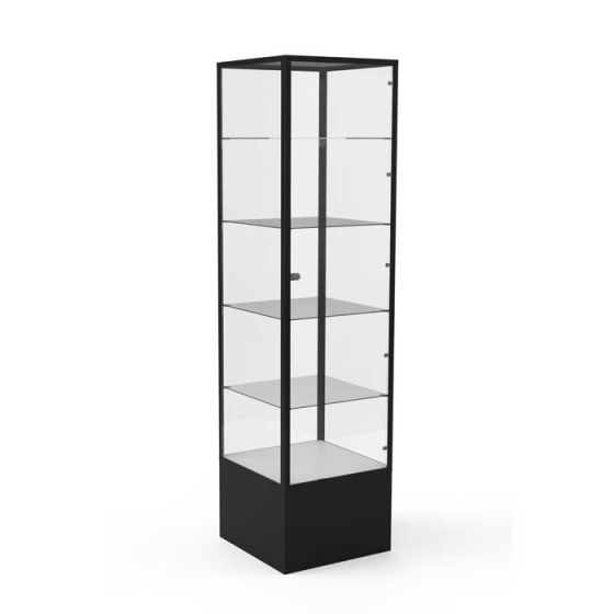 Economy Glass Display Tower | Secure Tempered Glass Showcase for Retail ...