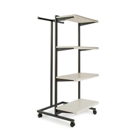 Two Way Display Rack with Shelves and T-Bar Subastral