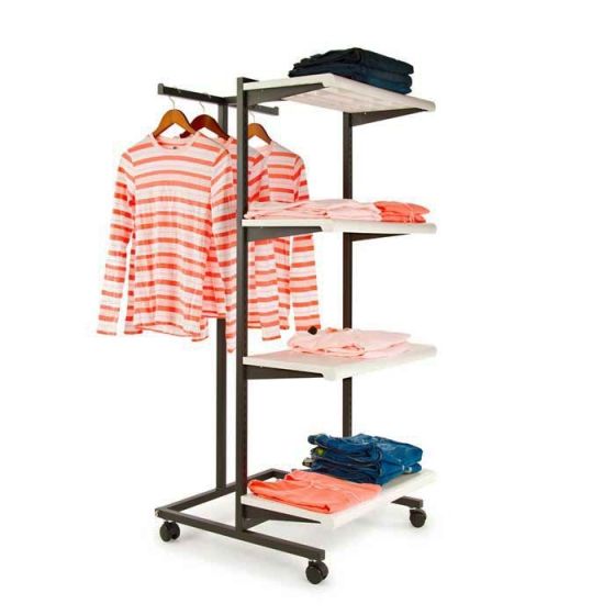 Two Way Display Rack with Shelves and T-Bar Subastral