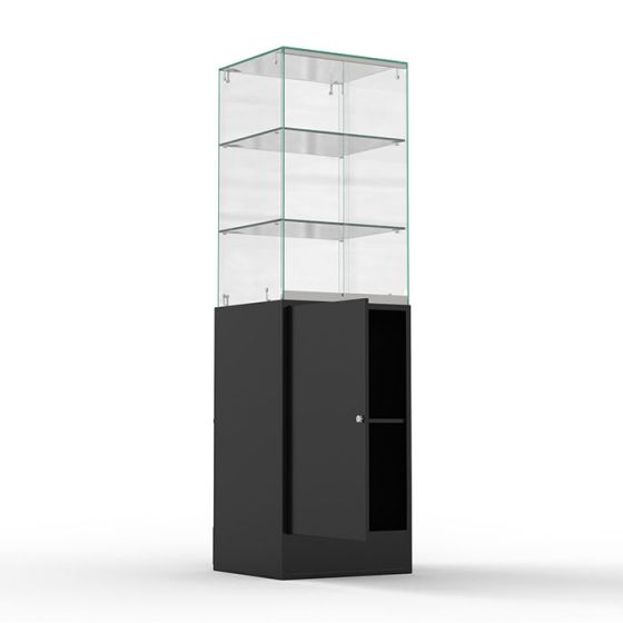 Frameless Tower Showcase with Storage Cabinet Subastral