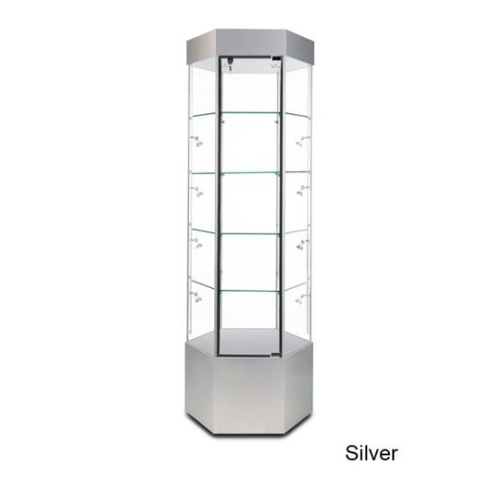 Hexagonal Display Case | Premium Retail & Museum Tower with LED & Lock ...