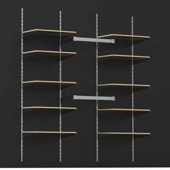 Retail Wall Shelving Display with Hangrails Subastral