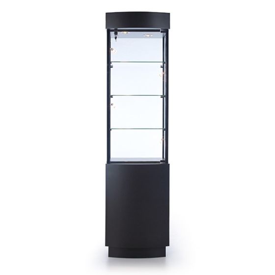 Tower Display Case with LED Lights & Lock - Curved Retail Showcase ...