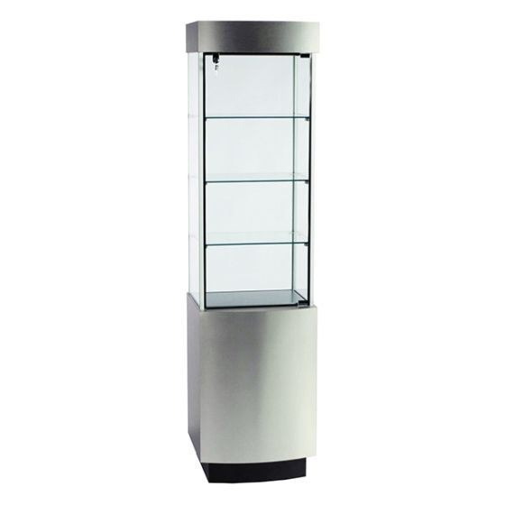 Tower Display Case with LED Lights & Lock - Curved Retail Showcase ...