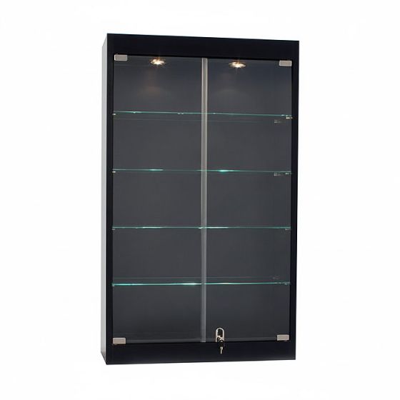Locking Wall Mounted Display Cabinet with LED Lights | Glass Wall ...