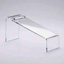 7" Slanted Acrylic Shoe Riser with Heel Stop | Clear Retail Stand Subastral