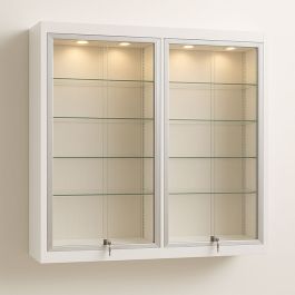 Wall-Mounted Display Case with LED Lights & Locking Doors Subastral