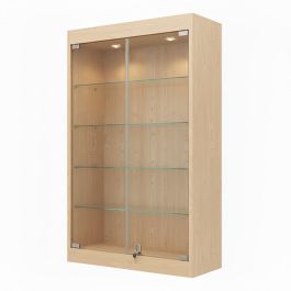 Locking Wall Mounted Display Cabinet with LED Lights | Glass Wall ...